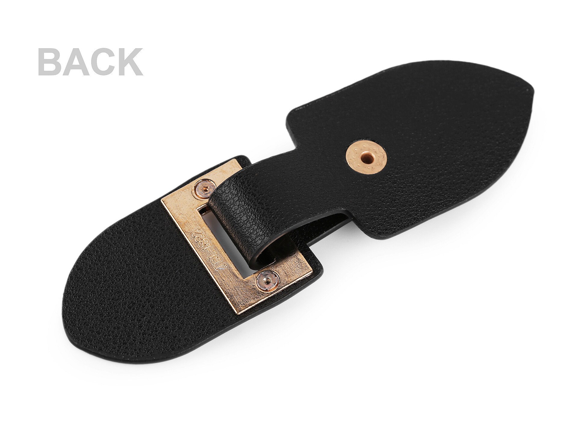 Tab With Buckle and Snap in Black and Gold Imitation Leather / Eco ...