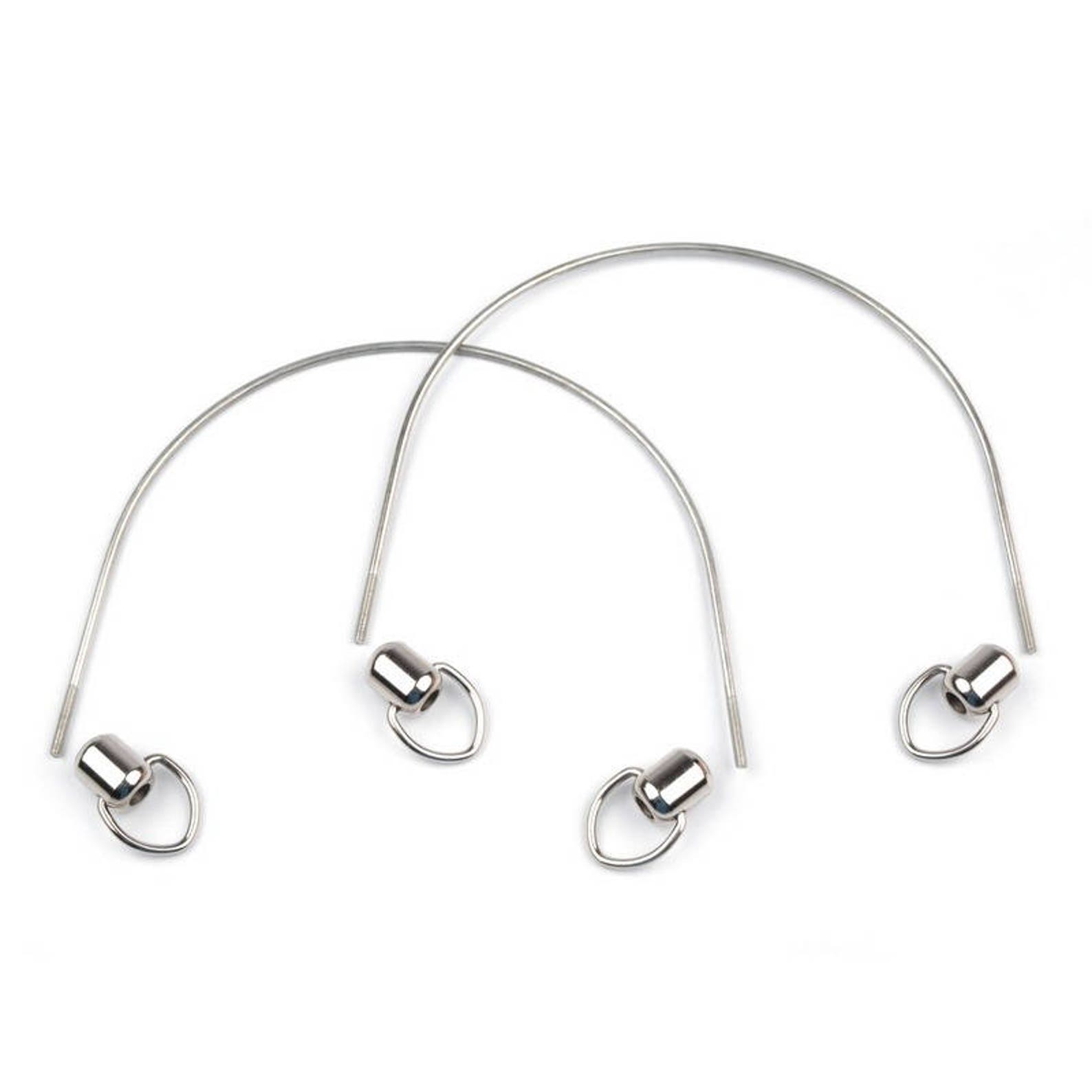2 Silver Metal Bag Handles to Decorate Pearls or Ribbon With Loops ...