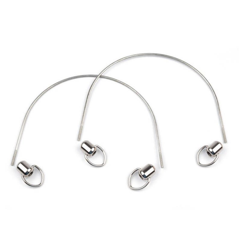 2 Silver Metal Bag Handles to Decorate Pearls or Ribbon With Loops ...