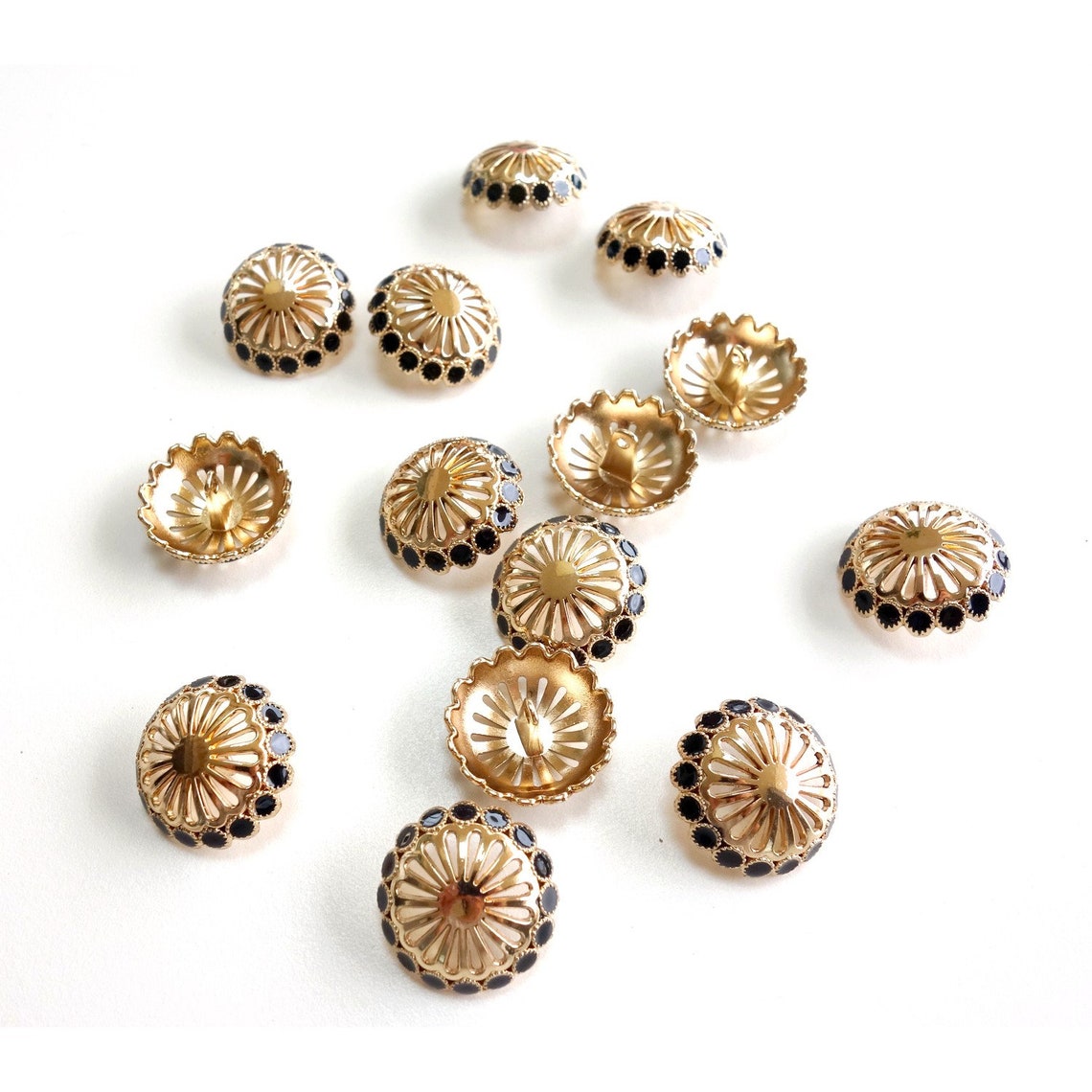 10 Gold Metal Buttons and Enamel 0.98/ White or - Etsy