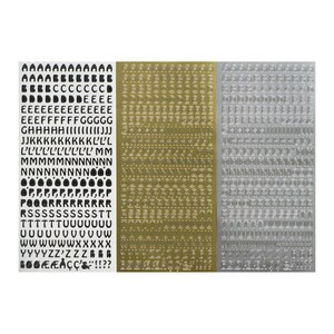 2 Stickers Alphabet Figures Metal 8mm / Silver, Gold, Black, Rainbow ...