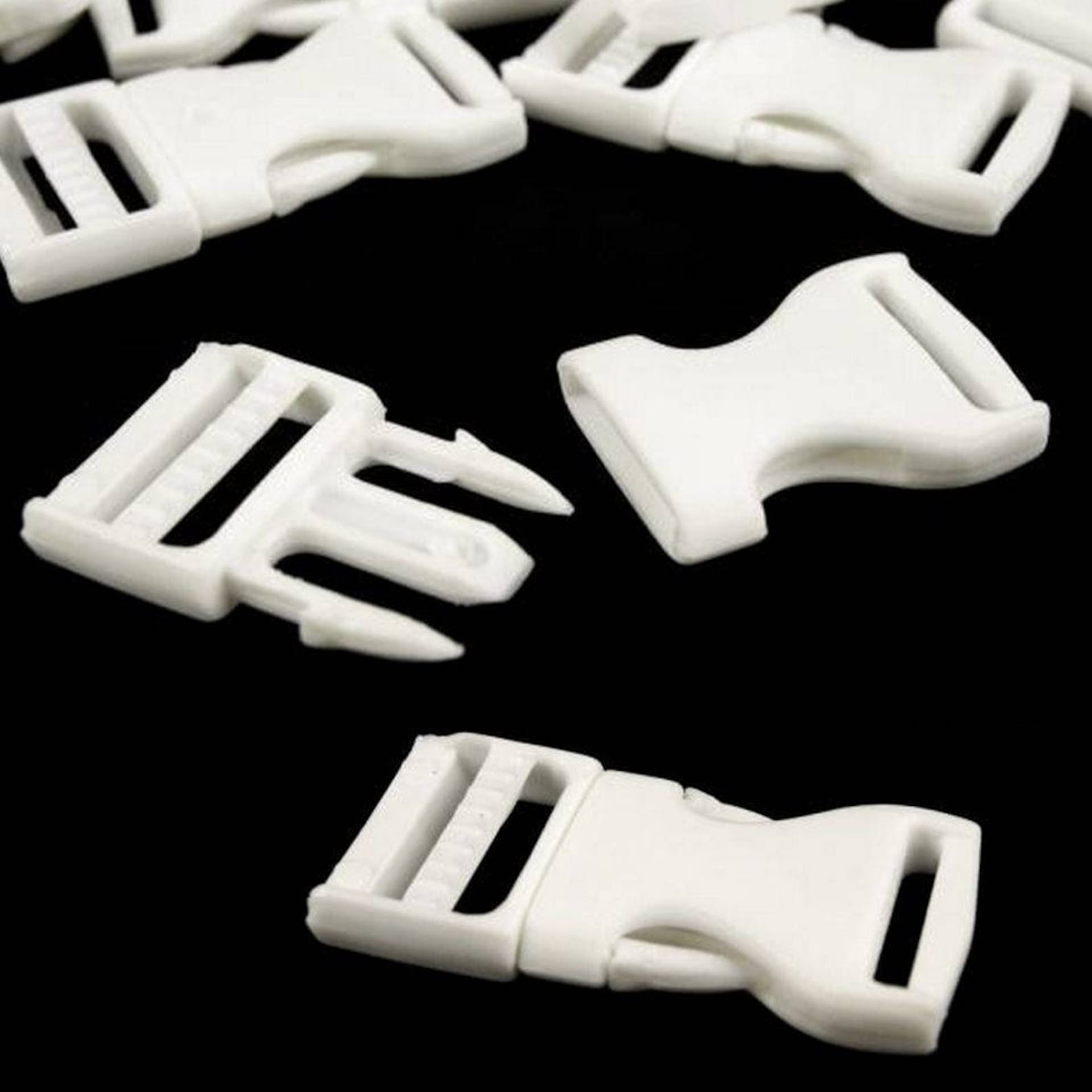 2 clips boucle sangle 20mm / Plastique noir ou blanc / Fermeture et ...