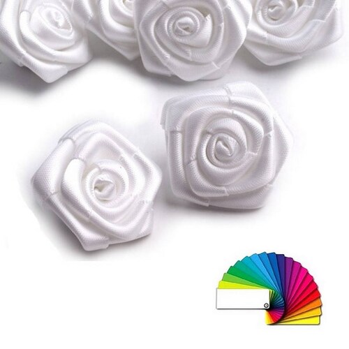 100pcs Mini Satin Ribbon Rose Flowers Silk Fabric Flower - Etsy