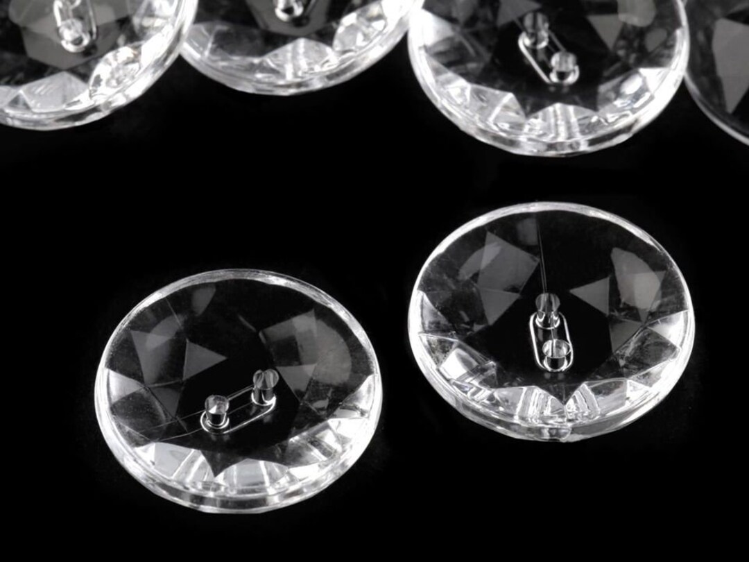 10 Round Transparent Curved Buttons 15 or 25 Mm, Faceted Crystal ...