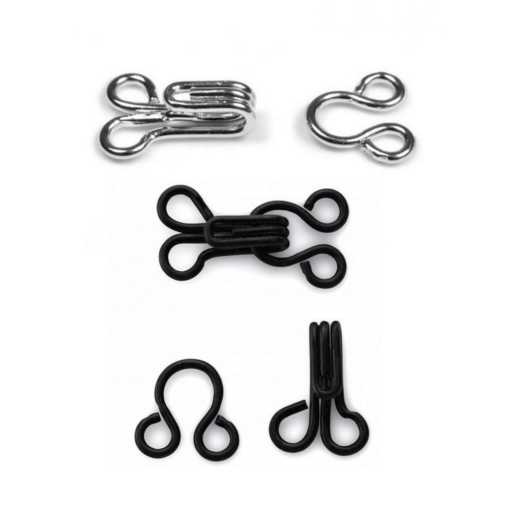 10 Metal Hooks and Eyes / Black, Silver / Size 10 to 15 Mm / Sewing ...