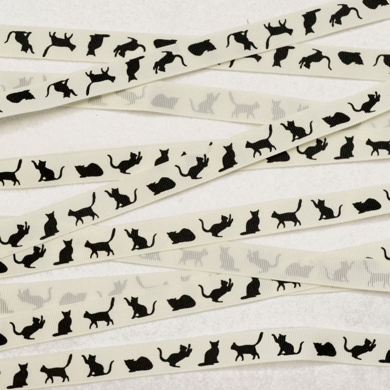 3yd Cats Silhouette Ribbon 16mm /ribbon With Cats Animal - Etsy