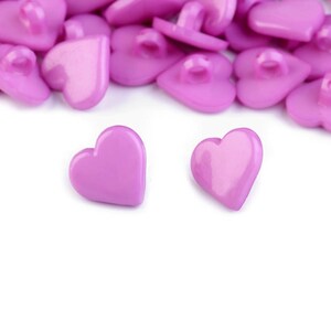 10 Shiny Heart Buttons 18mm 1/ Pink, Red, Fuchsia, White / Plastic ...