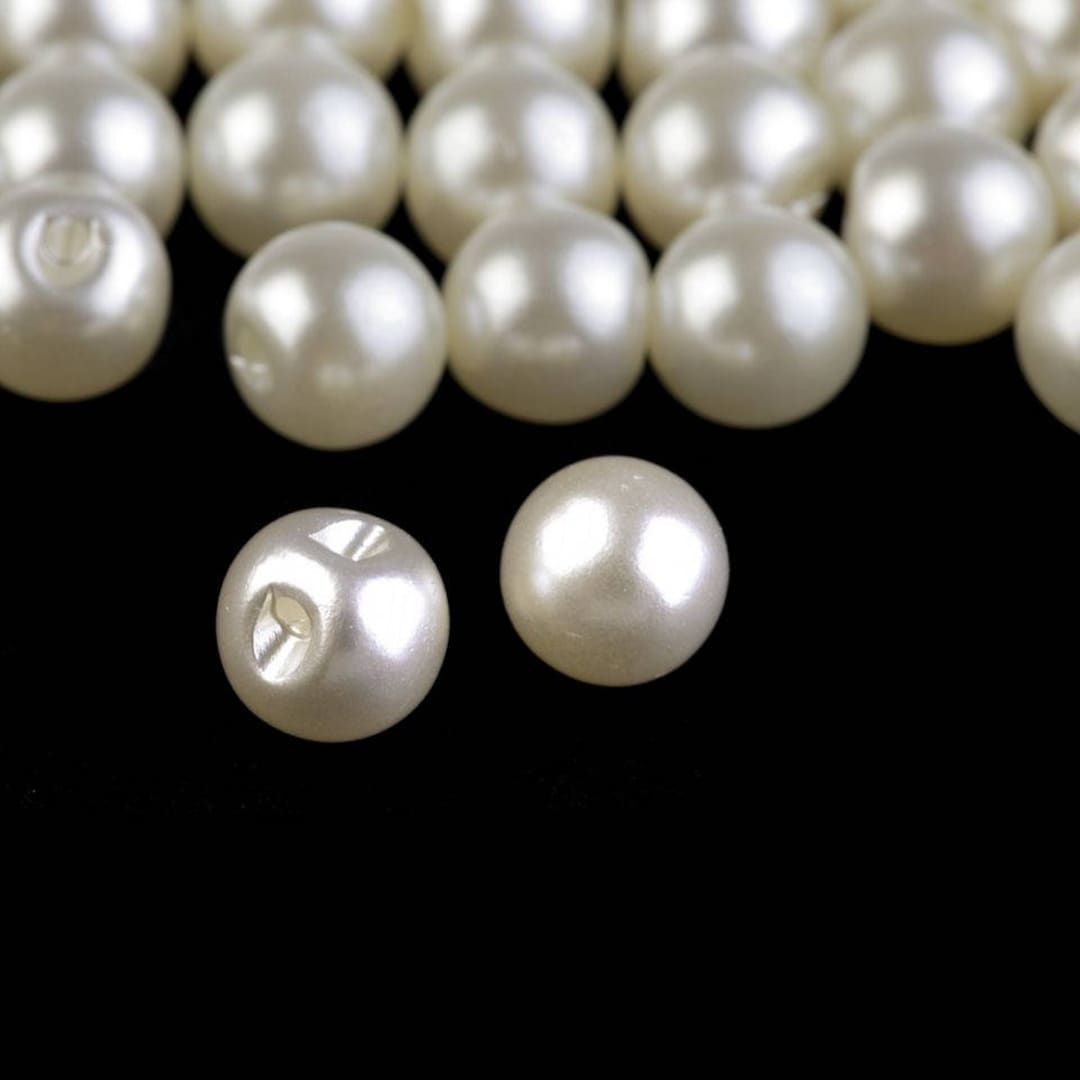 20 Ball Pearl Buttons 6-8-9-10mm / White, Ivory, Black, Transparent ...