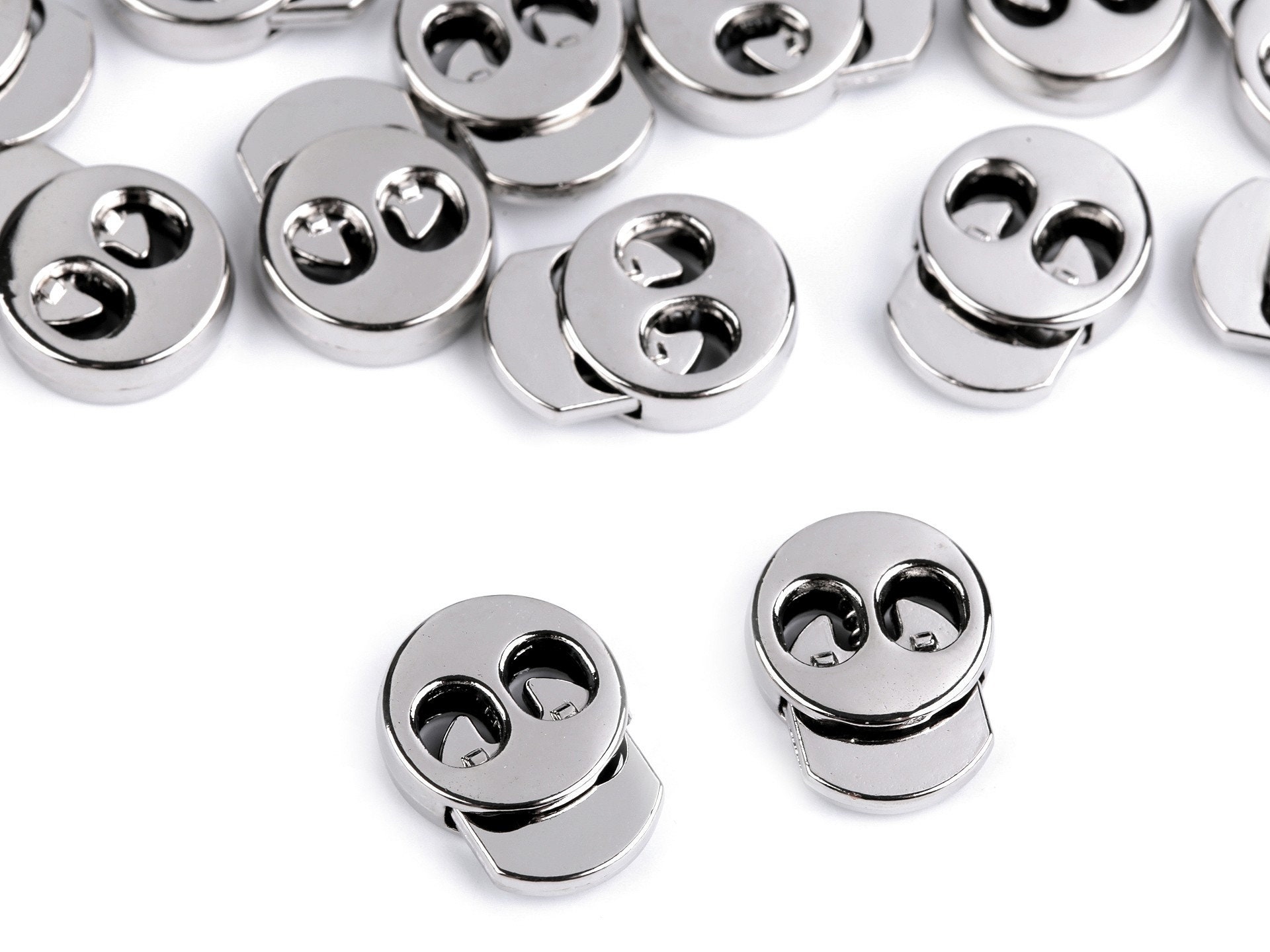 4 Cord Stops 15mm Metal Silver, Gold, Black / Double Spring Cord ...