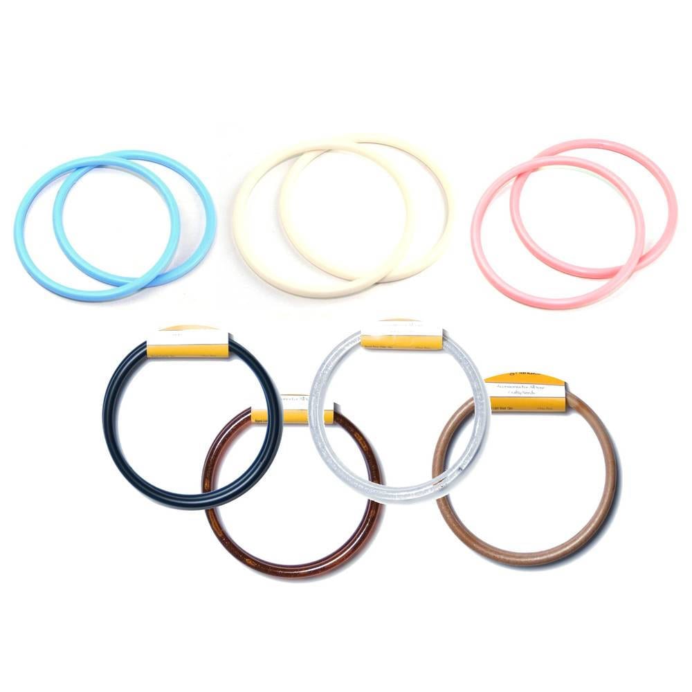 2 Round Bag Handles 13cm / Plastic Blue Pink Brown Black - Etsy