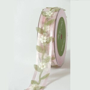 Organza Ribbon With Leaf Beads and Flowers / Organza Garland With ...
