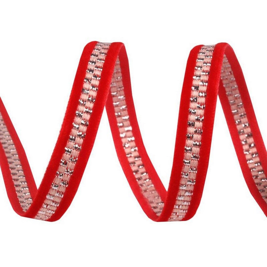 Velvet Lurex Ribbon 9mm / Many Colors / Embroidered Velvet Ribbon ...