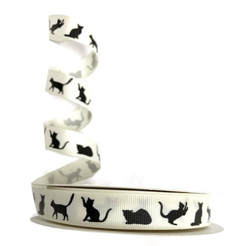 3yd Cats Silhouette Ribbon 16mm /ribbon With Cats Animal | Etsy