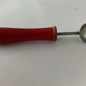 Vintage Red Wood Handle Melon or Butter Baller Farmhouse Kitchen Tool ...