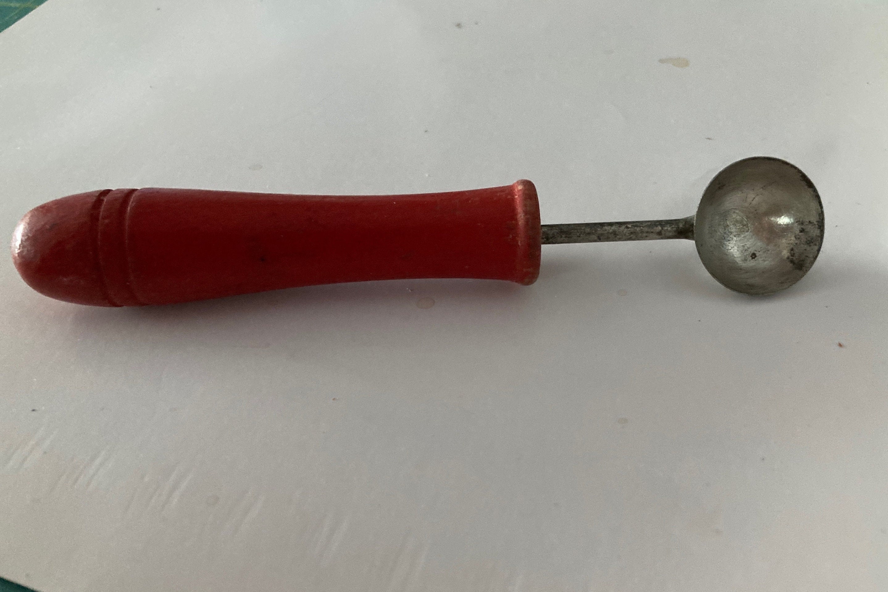 Vintage Red Wood Handle Melon or Butter Baller Farmhouse Kitchen Tool ...