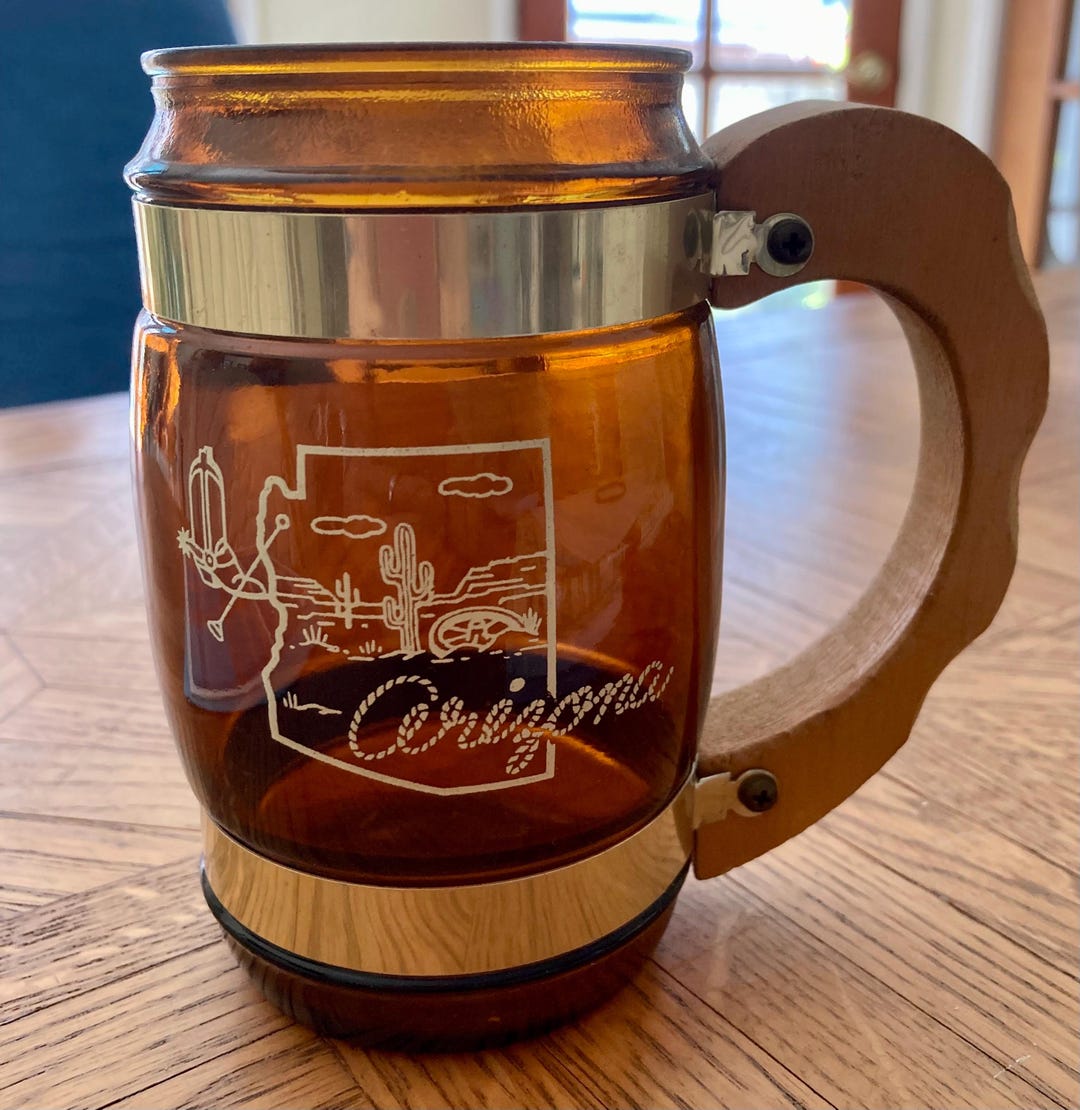 Vintage Siesta Ware Barrel Mug: Amber Glass Arizona Western Barware - Etsy