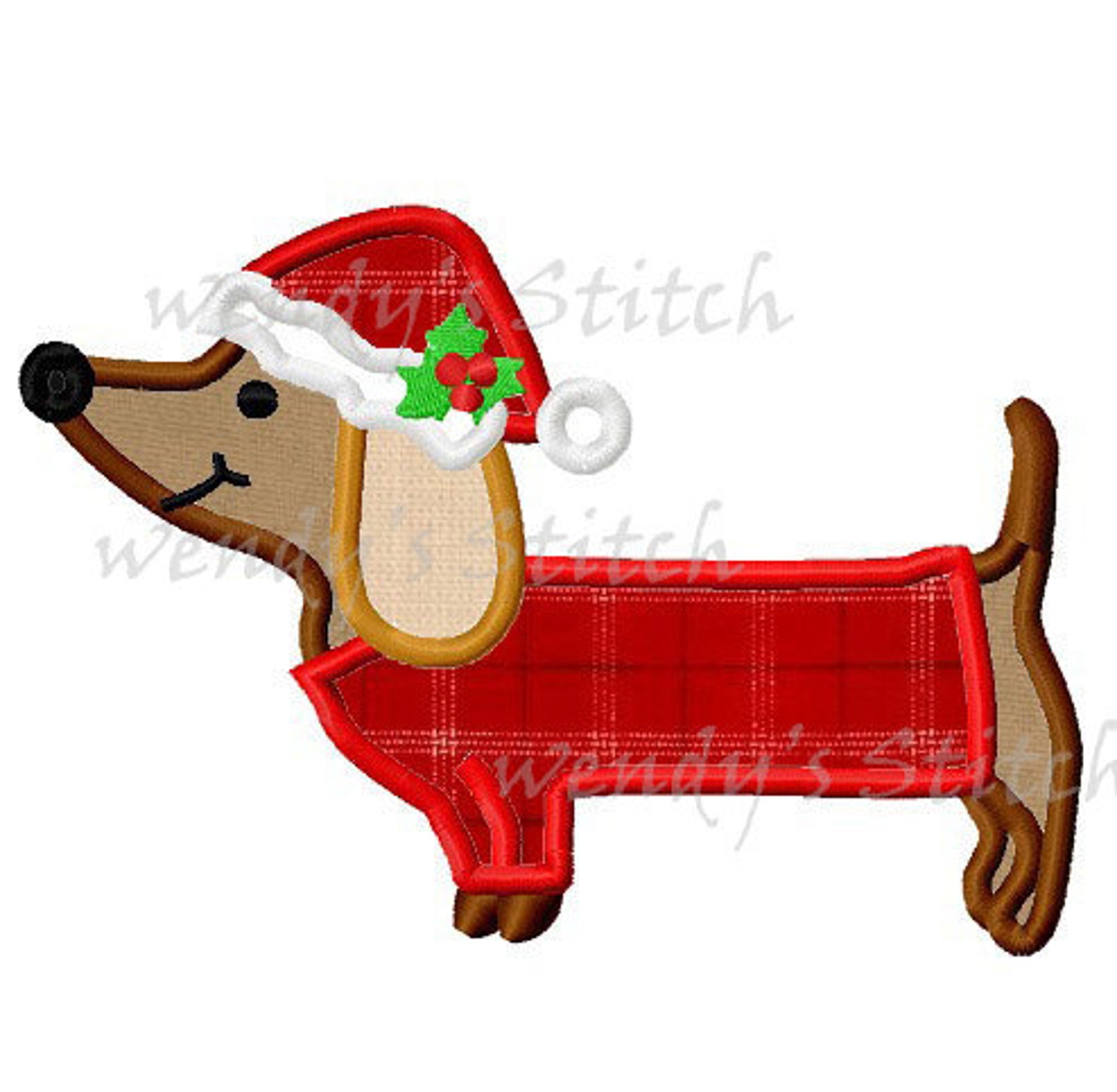 Christmas Dachshund Dog Applique Machine Embroidery Design - Etsy