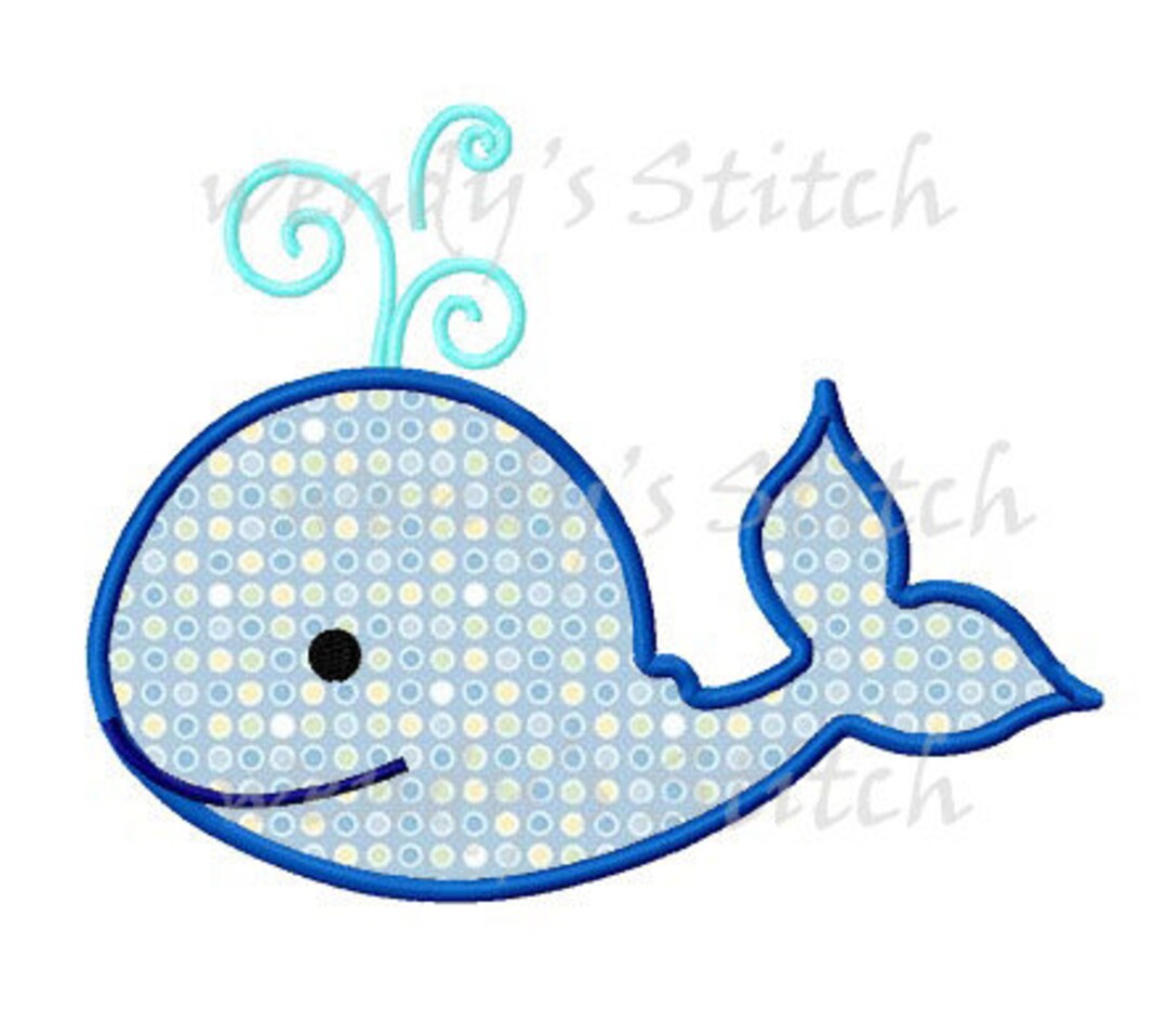 Whale Applique Machine Embroidery Design Digital Pattern Instant ...