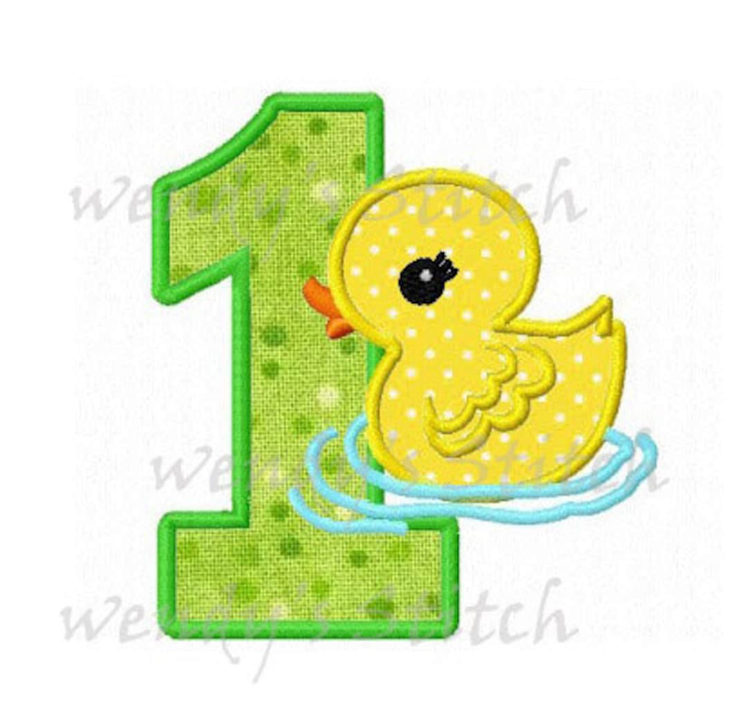Duck Birthday Applique Number 1 Machine Embroidery Design Instant ...