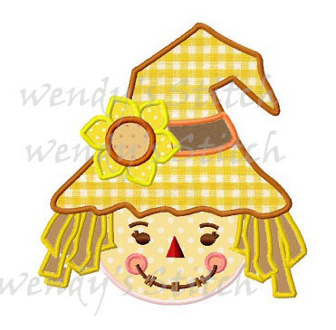 Happy Fall Scarecrow Applique Machine Embroidery Design - Etsy