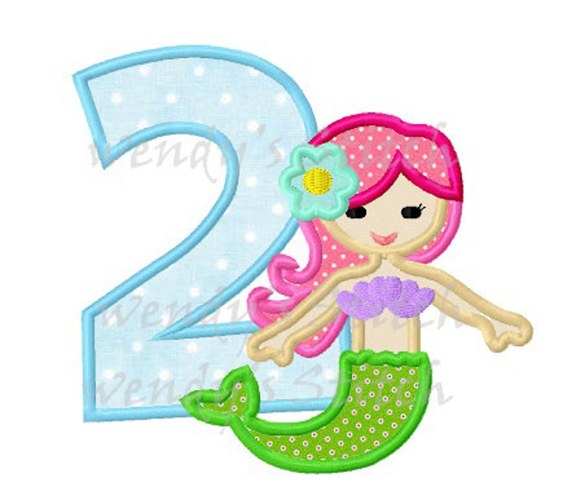 Mermaid Applique Number 2 Machine Embroidery Design - Etsy