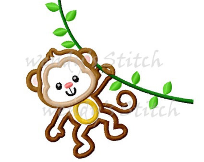 Monkey Applique Machine Embroidery Design Instant Download - Etsy