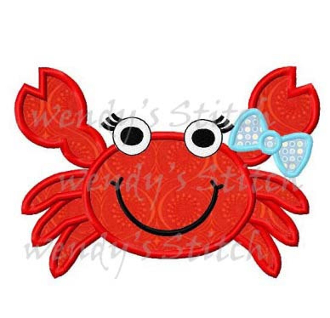 Girl Crab Applique Machine Embroidery Design Digital Pattern - Etsy