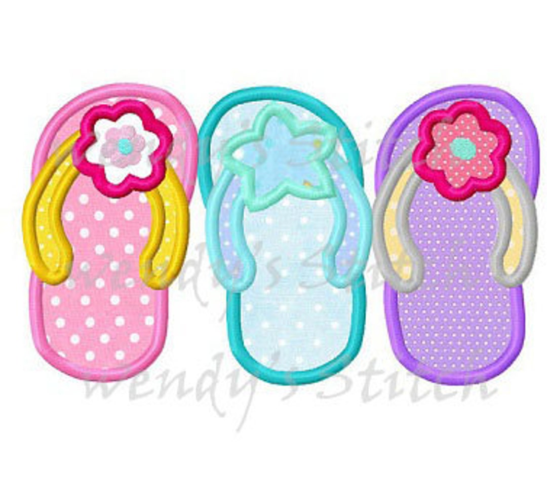 Summer Flip Flop Applique Machine Embroidery Design Digital Pattern - Etsy