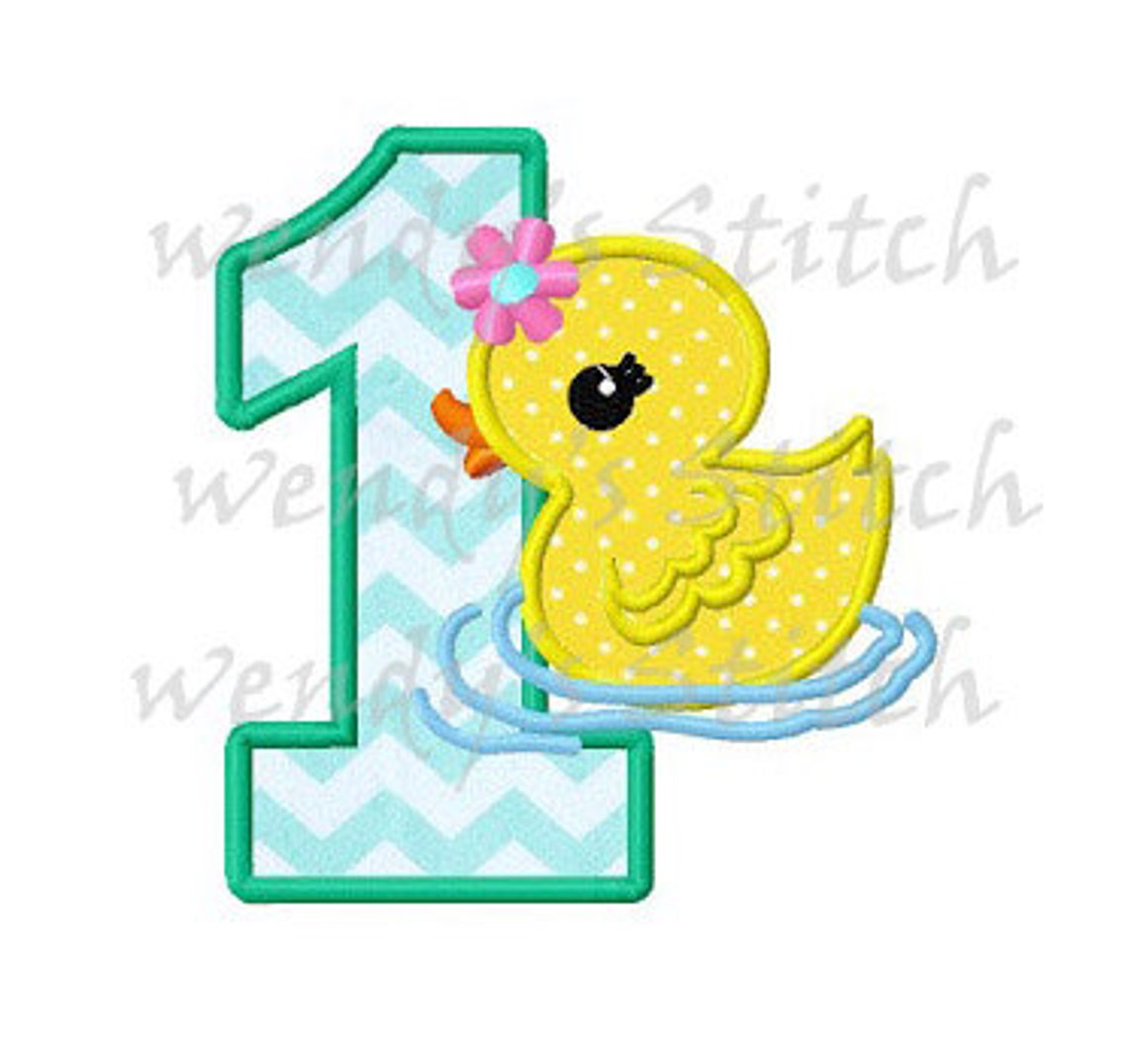 Duck Applique Number 1 Machine Embroidery Design Instant | Etsy