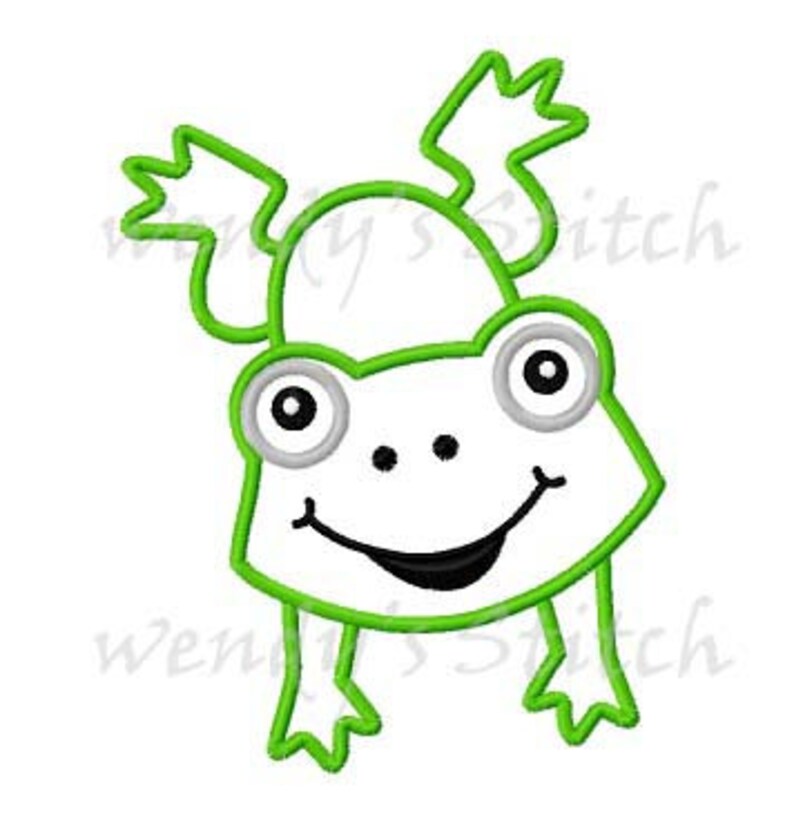 Jumping Frog Applique Machine Embroidery Design Digital | Etsy