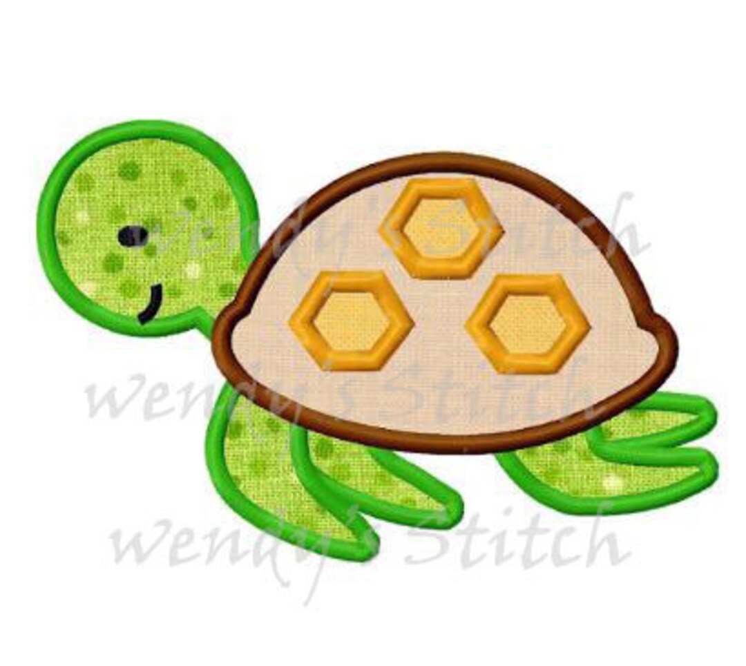 Turtle Applique Machine Embroidery Design Digital Pattern - Etsy