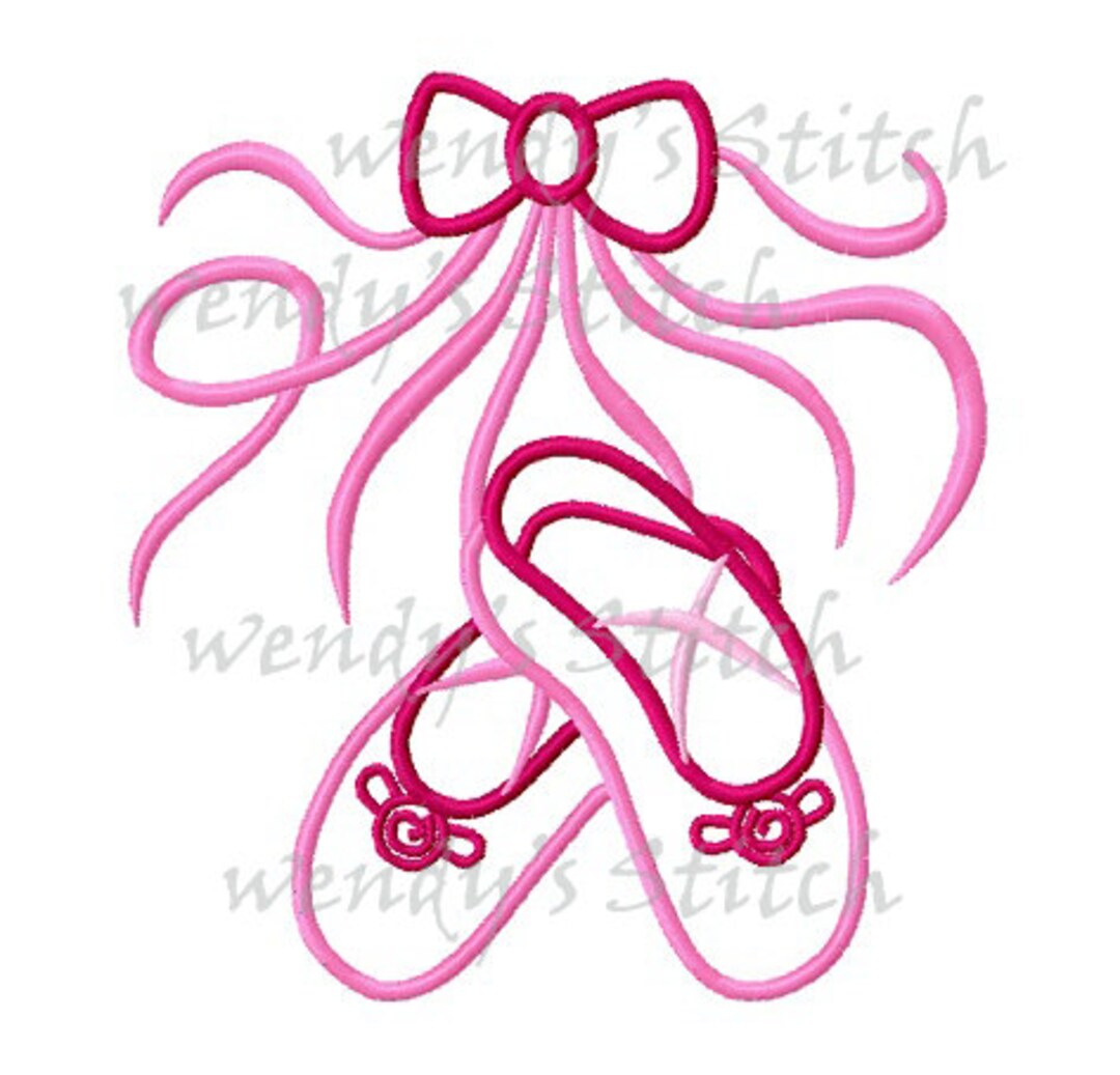 Ballerina Ballet Shoes Machine Embroidery Digital Applique - Etsy