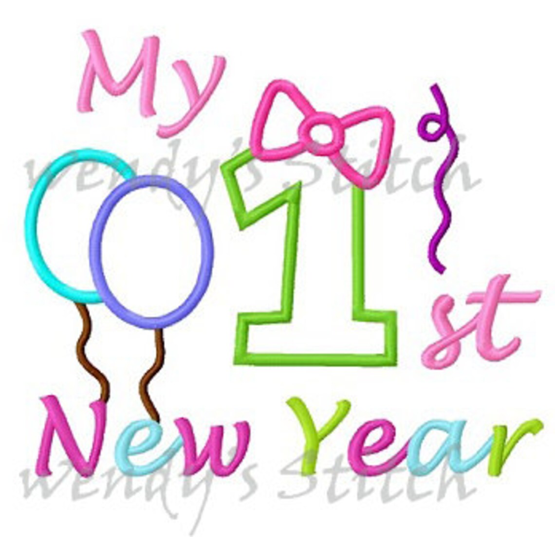 My First 1st New Year Applique Machine Embroidery Design - Etsy