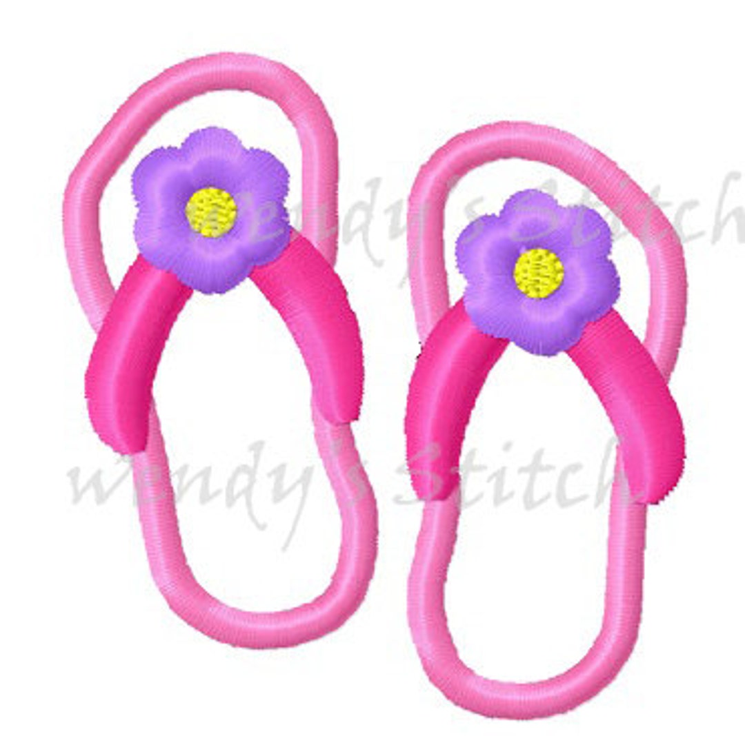 Mini Flower Flip Flop Applique Machine Embroidery Design Digital ...