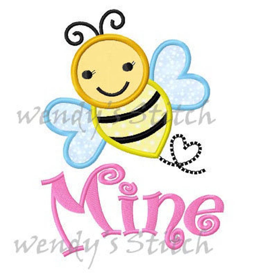 Valentine Bee Mine Applique Machine Embroidery Design Digtial Pattern ...