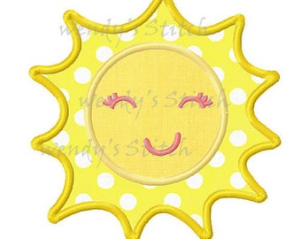 Cute Sunshine Machine Embroidery Applique Design 4x4 Hoop Size Summer ...