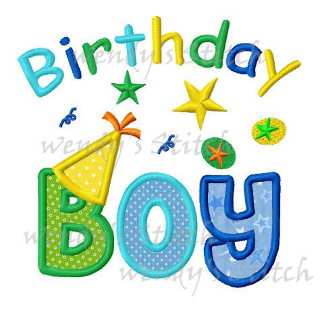 Birthday Boy Applique Design Machine Embroidery Digital Pattern - Etsy