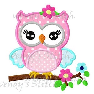 Girl Owl on a Flower Tree Machine Embroidery Design Digital Pattern - Etsy