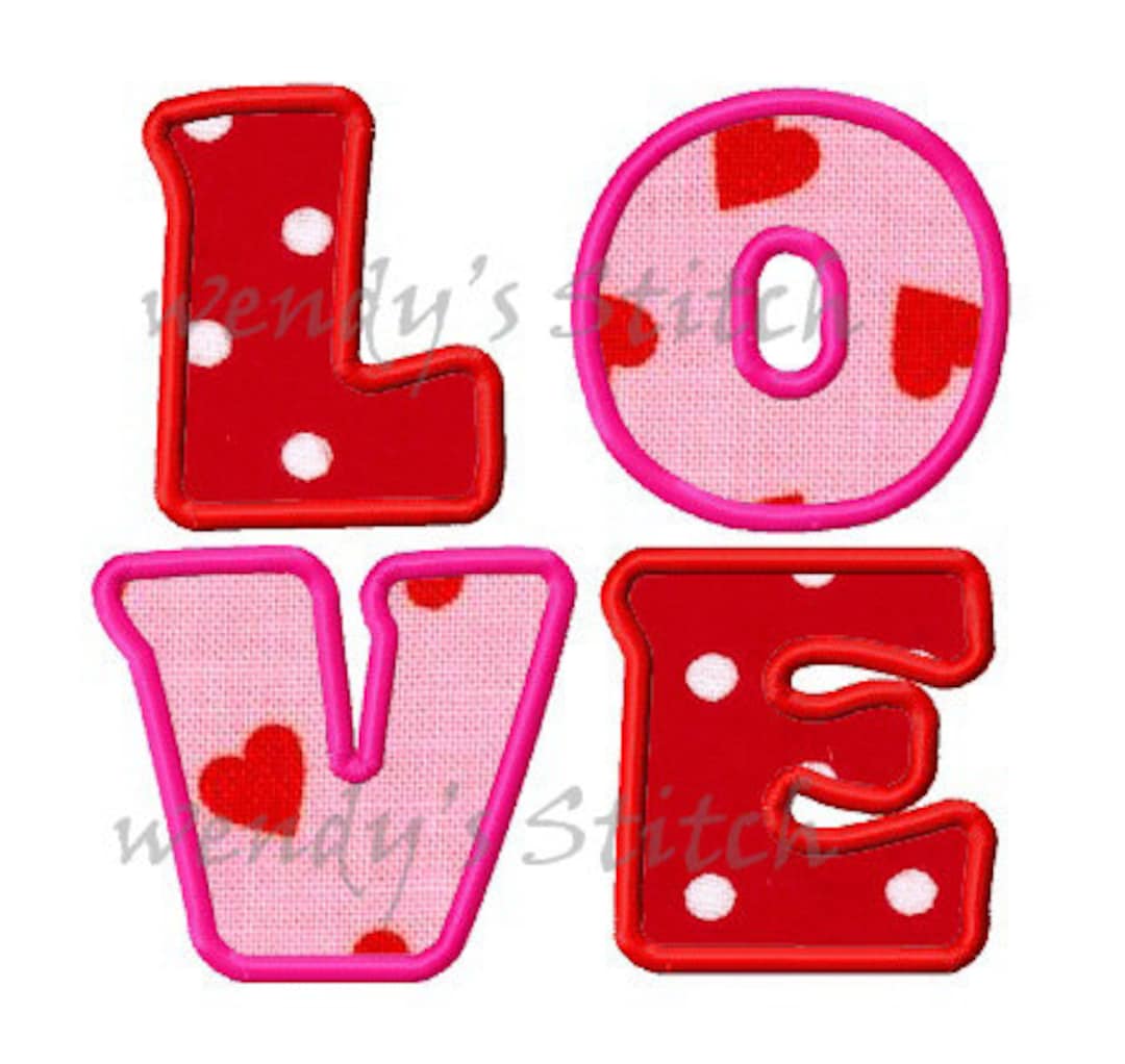 Valentine Love Applique Machine Embroidery Design Digital Pattern - Etsy