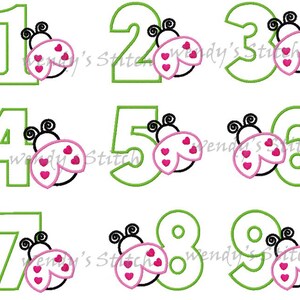 Set of 9 Ladybug Applique Numbers Machine Embroidery Design Digital - Etsy