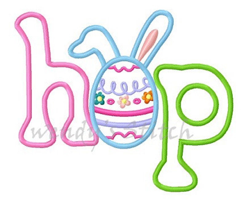 Easter Bunny Hop Applique Machine Embroidery Design Digital - Etsy
