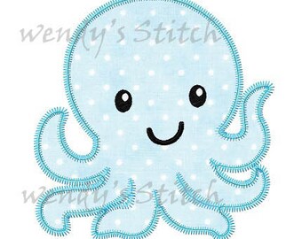 Octopus Applique Machine Embroidery Design 4 Sizes - Etsy