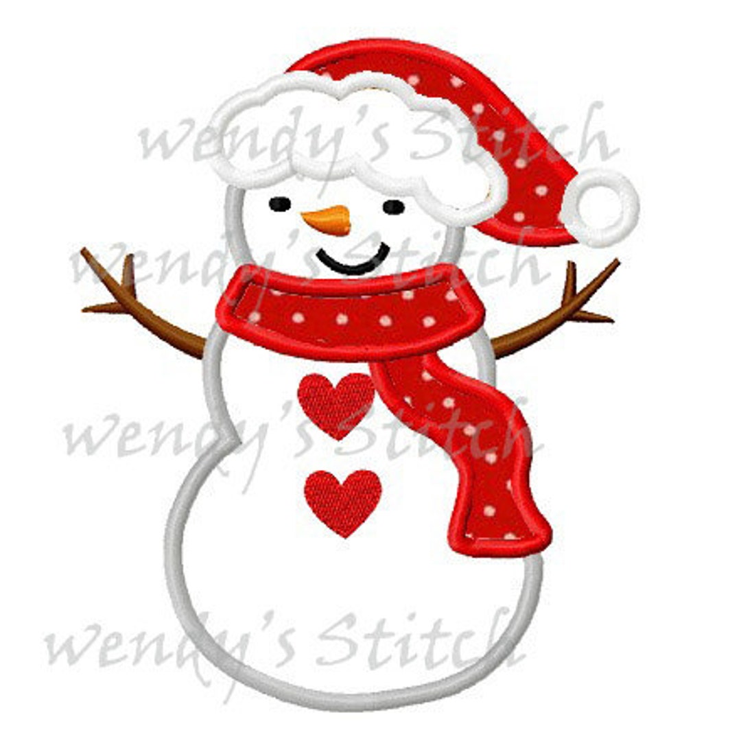 Snowman Love Applique Machine Embroidery Design Digital Pattern - Etsy