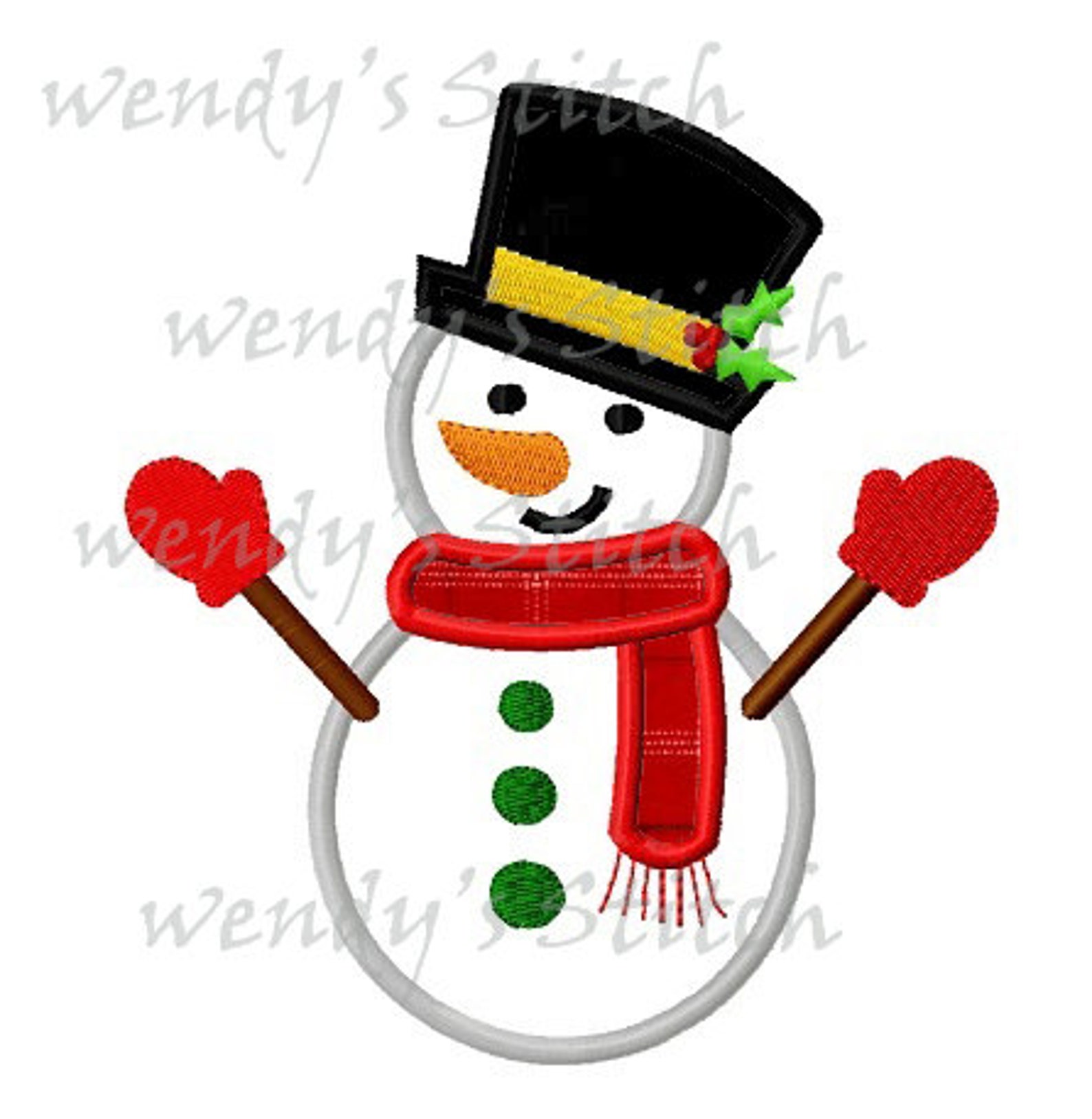 Snowman With Mittens Machine Embroidery Design Applique - Etsy