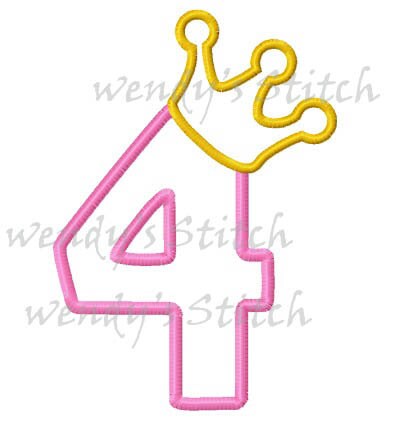 Princess Crown 4 Applique Birthday Machine Embroidery Design - Etsy