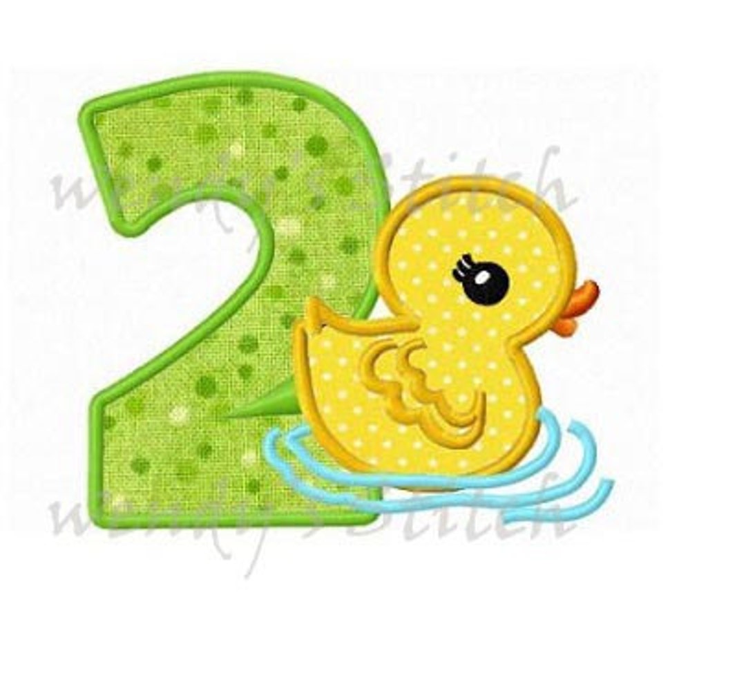 Duck Applique Birthday Number 2 Machine Embroidery Design Instant ...