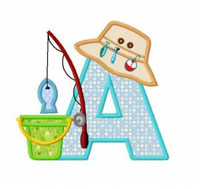 Fishing Letter A Machine Embroidery Applique Design Instant Download - Etsy
