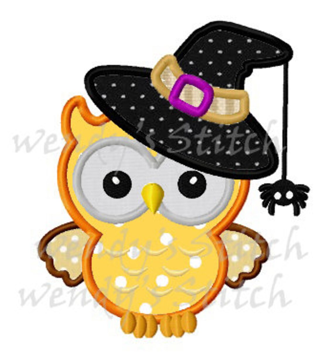 Halloween Witch Owl With Hat Applique Machine Embroidery - Etsy