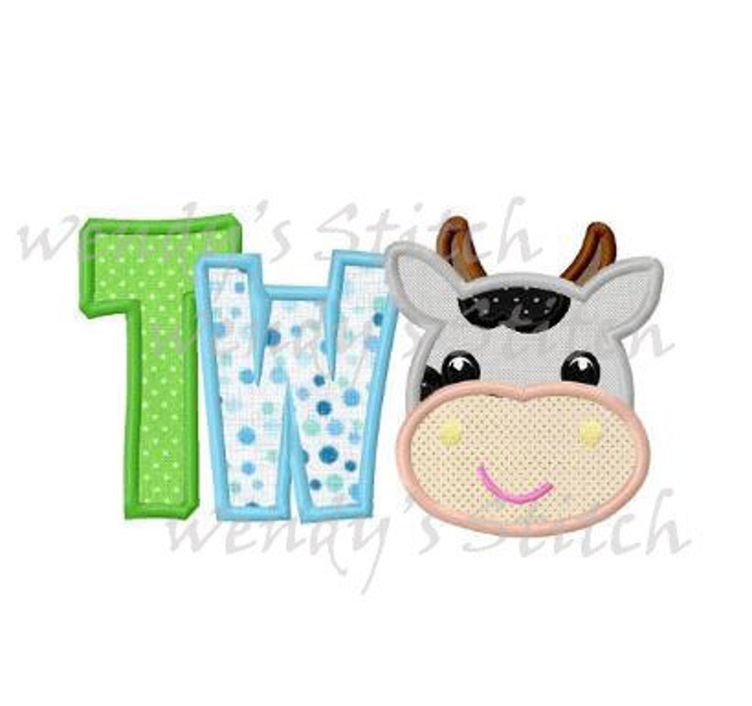 Cow Applique Birthday Number Two Machine Embroidery Design - Etsy