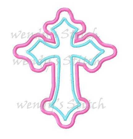 Cross Applique Double Borders Machine Embroidery Design - Etsy